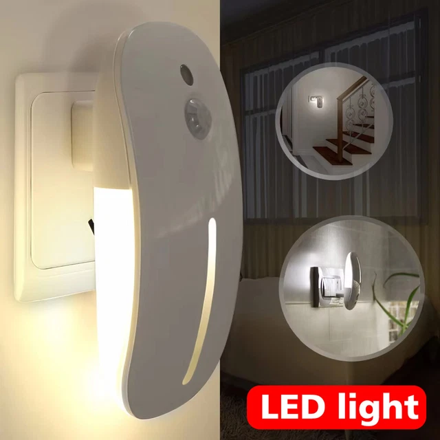 LED MOTION-ACTIVATED SENSOR Night Light AC Outlet Plug-In Wall Stair Lamp Indoor £14.40 ...