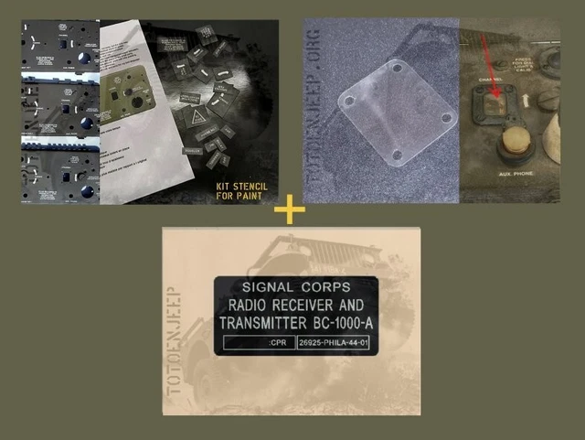 KIT RESTAURATION RADIO BC1000 A . LABEL STENCIL POCHOIR . Jeep willys ...