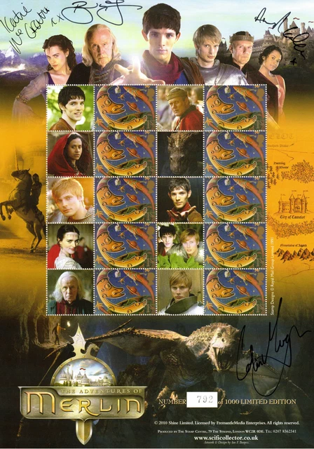 MERLIN SIGNED STAMP Sheet BC293 RARE MULTI AUTOGRAPHED Limited Edition ...