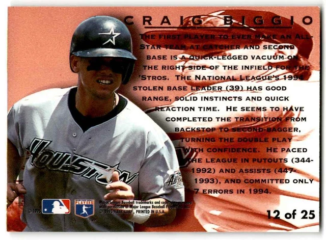 1995 FLEER AWARD Winner Top Glove Craig Biggio Houston Astros #12 EUR 1 ...