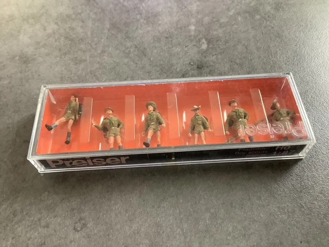 BOÎTE DE FIGURINES SCOUTS au HO Fabrication PREISER Germany réf:10260 ...