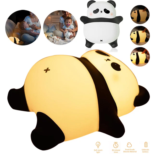 PANDA NIGHT LIGHT Rechargeable LED Touch Control Lamp 3 Mode Auto-Off ...