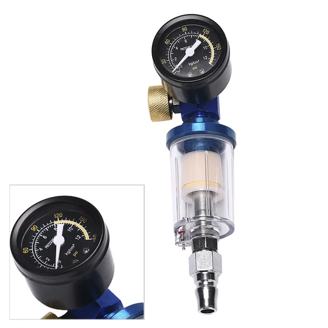 SPRAY PAINT GUN Kit Air Regulator Gauge In-line Air Oil Water Separator ...