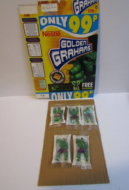 NESTLE 2003 GOLDEN GRAHAMS HULK Desktop Buddies Cereal Box & Set of 5 ...