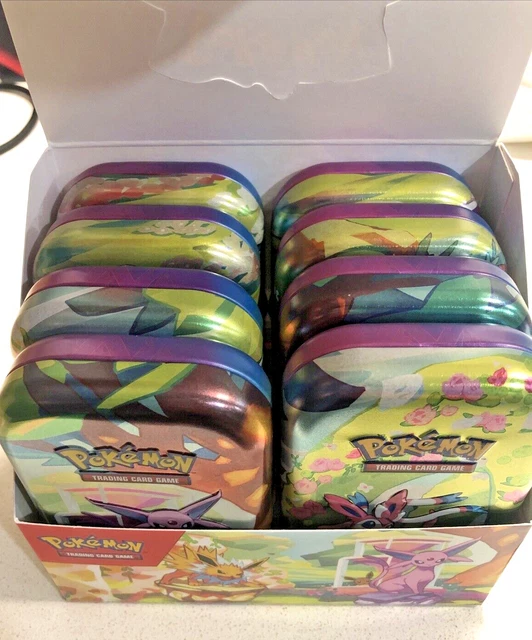 EMPTY POKÉMON PRISMATIC Evolutions Mini Tins Complete Display With COIN ...