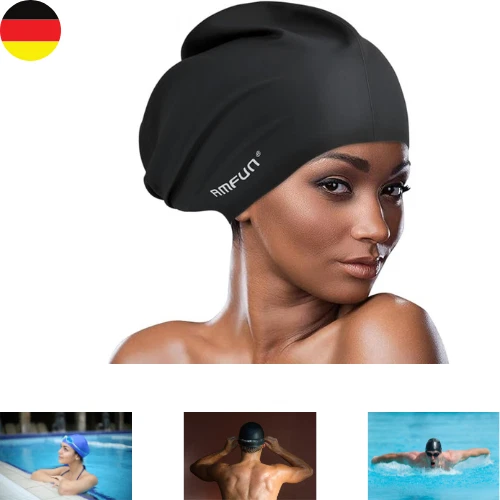 BADEKAPPE FÜR LANGE Haare, Extra Große Badekappe Damen Silikon ...