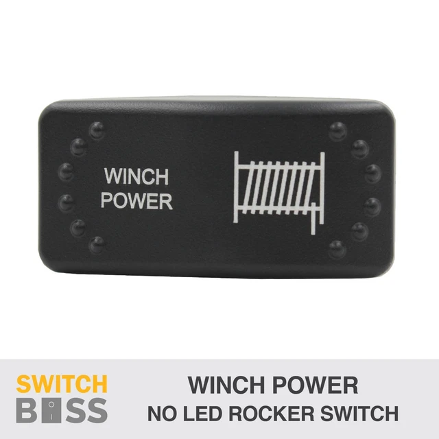 WINCH POWER LASER ETCHED Horizontal Rocker Switch No LED 12v 24v On-Off ...