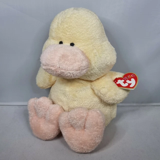 BNWT 2002 TY Pluffies - Puddles Pastel Yellow Duck Soft Plush Stuffed ...