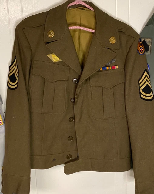 WWII US ARMY 8th Air Force First Sergeant Wool Ike Jacket w/Wings NAMED ...
