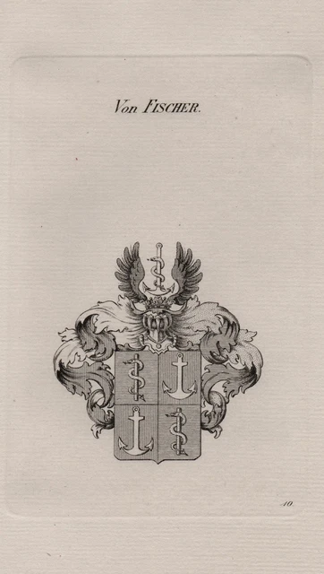 1830 FISCHER ARMOIRIES Coat De Arms Gravure sur Cuivre Engraving ...