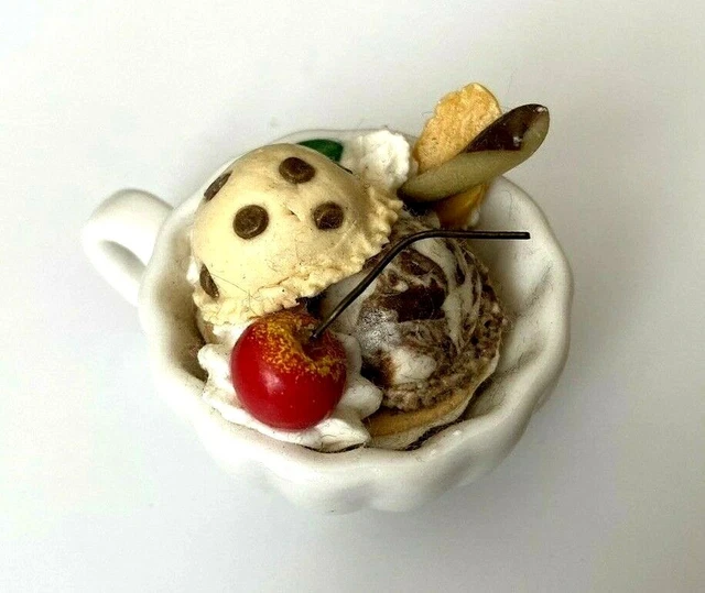 COUPE GLACE MINIATURE réaliste JAPON Cerise Chantilly biscuit tasse ...
