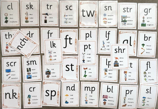 DOUBLE SIDED PHASE 4 Phonics Flash Cards + Words EYFS Sounds Digraphs ...
