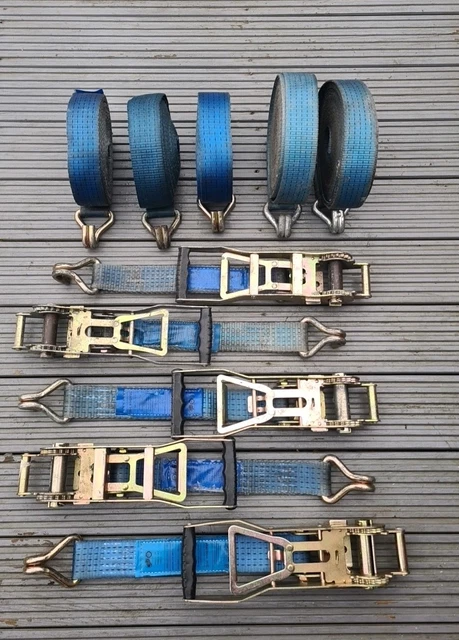 5 PULL DOWN Ratchets & Straps/ 5 Ton / Load Security/ Cargo/ HGV ...