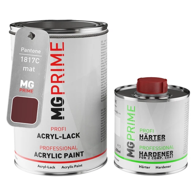 PANTONE 1817C RED mat peinture acrylique 1,5 Litres 1500 ml durcisseur ...