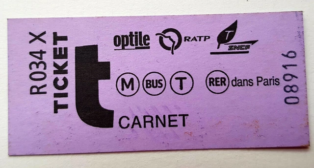 TICKET RATP MÉTRO - Bus - Rer - T - section Urbaine - (violet ) - PARIS ...