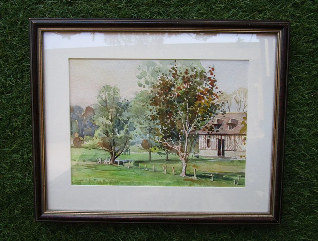 TRÈS BELLE AQUARELLE signée paysage de l'Eure en Normandie Evreux tableau ancien EUR 65,00 ...