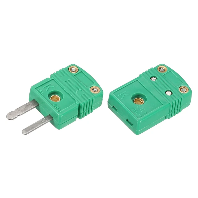 K TYPE THERMOCOUPLE Wire Connectors Male Female Plug 220°C(428°F) Green ...