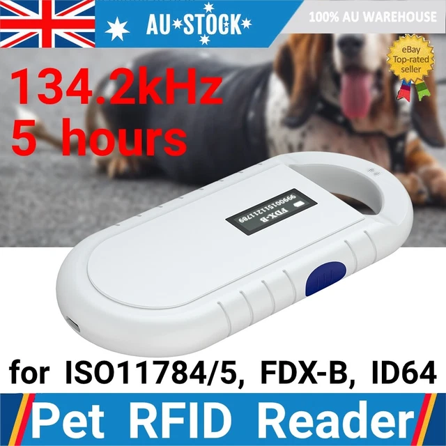 HANDHELD ANIMAL PET Identification Scanner Microchip RFID Reader ISO ...
