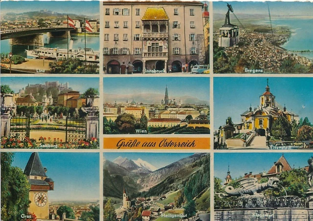 VECCHIA CARTOLINA AUSTRIA 9 viste 1967 eseguita cartolina E3354i EUR 1 ...