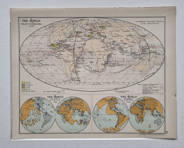 CARTE ANTIQUE DU Monde 1529 Traité De Saragosse Behaim Schoner EUR 69,55 - PicClick FR