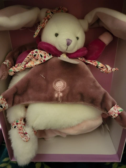 DOUDOU ET COMPAGNIE Baby Girl Bunny Cherry Red White Comforter Soft Toy ...