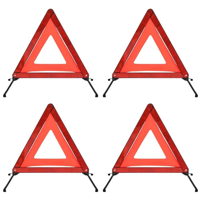 4X TRAFFIC WARNING Triangles Red Safety Foldable Car Accident Triangle ...