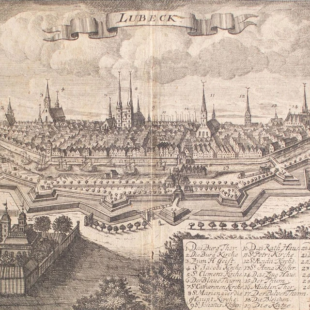 LÜBECK HISTORISCHE LANDKARTE Stadtplan Johann Georg Mentzel Kupferstich 18 Jhd EUR 180,00 ...