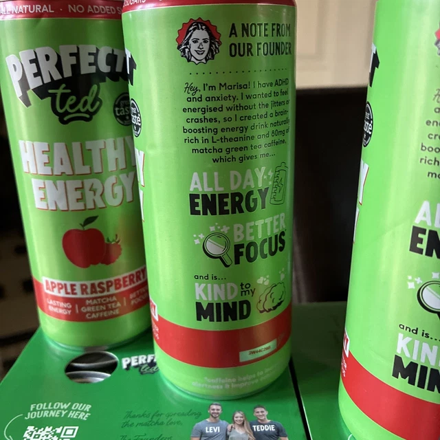 12 PERFECT TED Healthy Energy Drink Pear&Ginger x8 Apple&Raspberry x4 ...