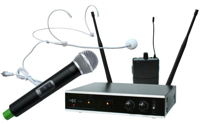 E-LEKTRON IU-2082HM UHF sistema microfono radio portatile + set ...