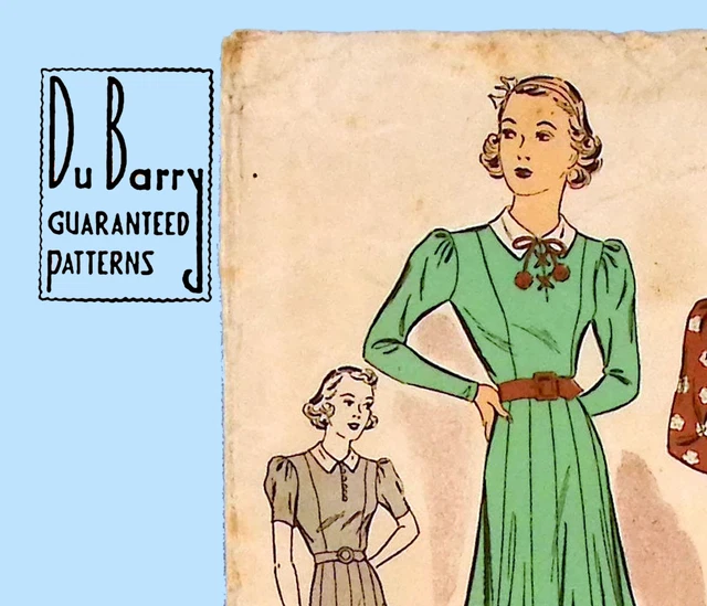1930S VINTAGE DU Barry 1853 B Sewing Pattern Chic 12 Gore 1930s Dress ...
