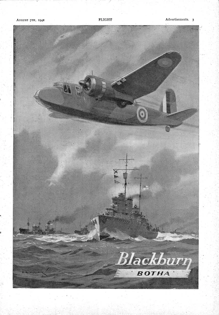 WW2 ADVERT BLACKBURN BOTHA Aircraft (2) Vintage Original 1941 Print Ad ...