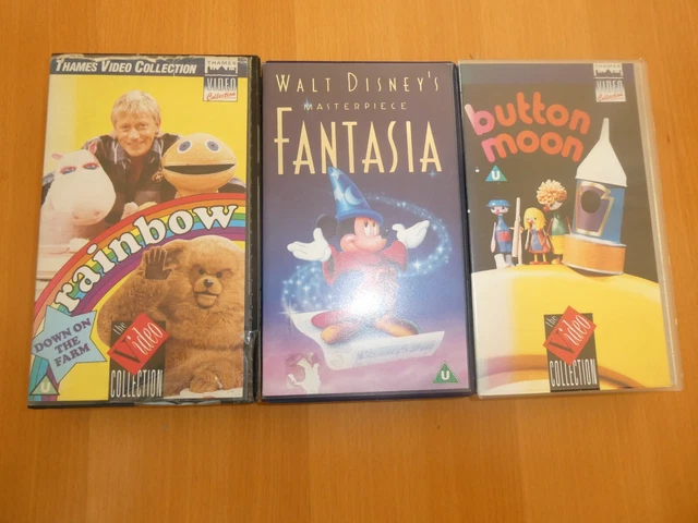 CHILDRENS VHS VIDEO bundle Button Moon, Fantasia and Rainbow Down on ...