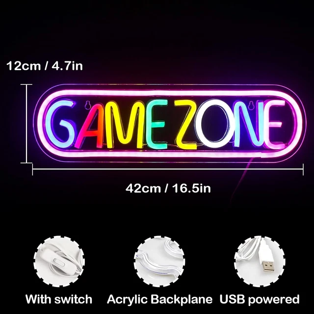 GAME ZONE NEONS Signs Gamer LED Neon Light Gaming Zone Neon Sign for ...