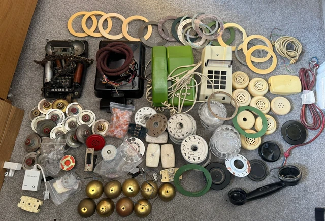 LARGE BOX OF UK GPO Telephone Spare Parts - LOOK at all photos to see ...