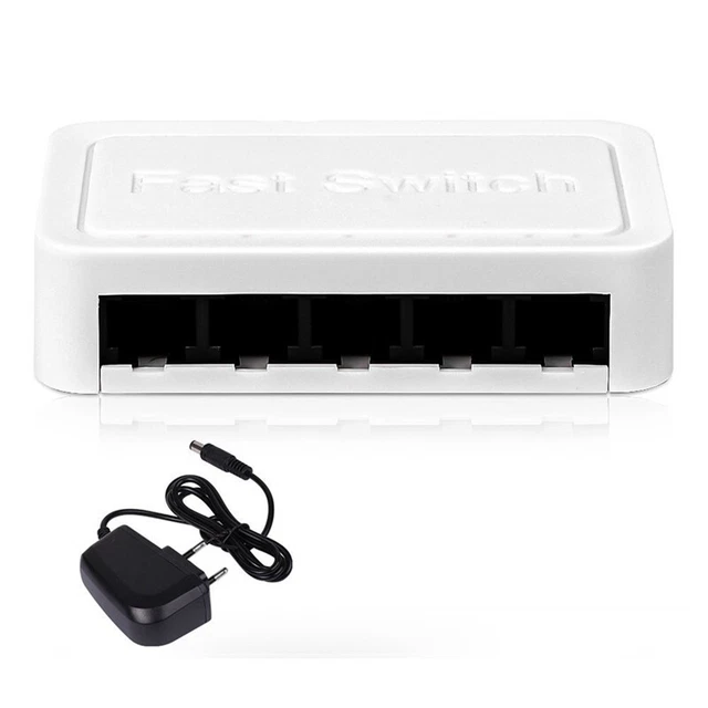 5 PORT NETZWERK Switch Internet Splitter Desktop 10/100/100 E5G6 EUR 13 ...