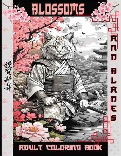 BLOSSOMS AND BLADES: An Adult Coloring Odyssey: Samurai Cats in ...