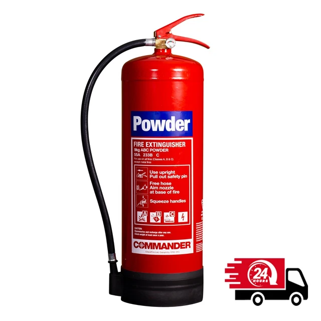 COMMANDER 9KG ABC Dry Powder Fire Extinguisher, Bracket, 5 Year ...