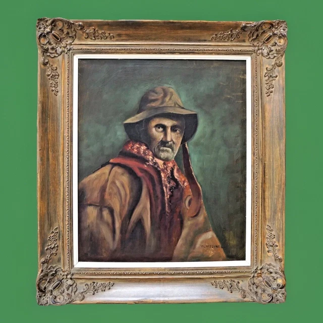VINTAGE OIL PAINTING Large Portrait In Beautiful Frame by Artist ...