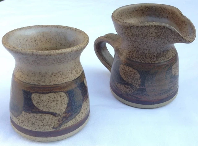VINTAGE STUDIO POTTERY Donald Glanville Made Milk Cream Jug and Goblet ...