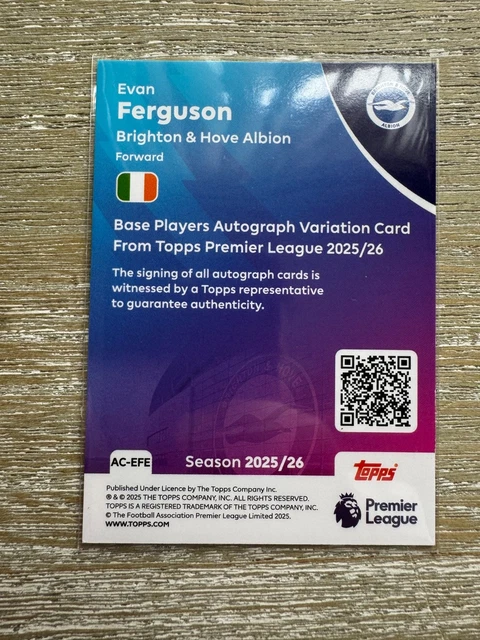 TOPPS PREMIER LEAGUE 2025-26 Evan Ferguson Autograph Card. £42.28 ...