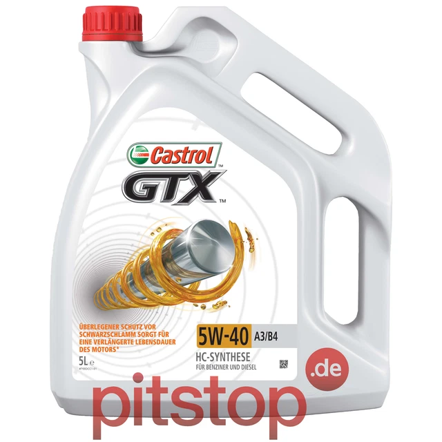 5 LITER CASTROL GTX 5W-40 A3/B4 ENGINE OIL VW 50200 50500 BMW Longlife ...