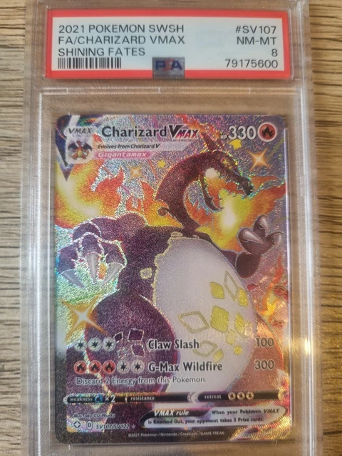 CHARIZARD VMAX SHINY Full Art PSA 8 SV107/SV122 Shining Fates Pokemon ...