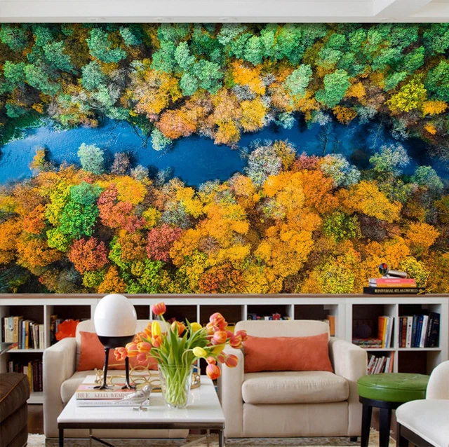 3D TREES RIVER E1186 Wallpaper Mural Paper Wall Print Indoor Murals CA ...