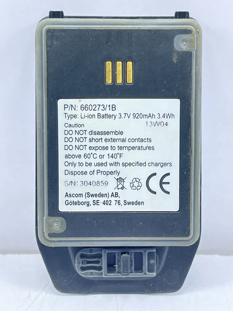 ASCOM 660273/1B 13W04 Receplement Li-ion Battery 3.7V 920mAh 3.4Wh Pack ...
