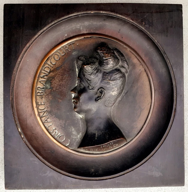 MÉDAILLON EN BRONZE Louis Richard 1791-1879 Profil De Femme 1830 EUR 25 ...