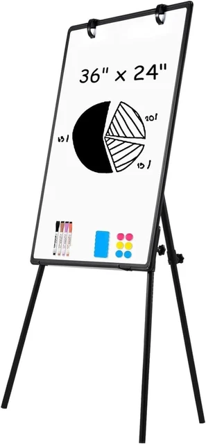 MAGNETIC WHITE BOARD with Stand, 60×90cm Height Adjustable Dry Erase ...