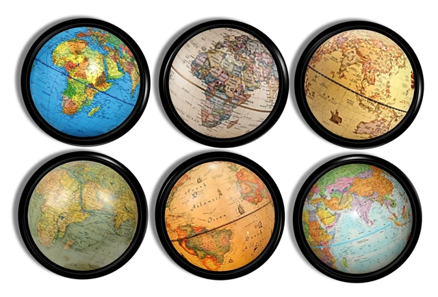 ANTIQUE WORLD GLOBE Drawer Pulls Map Atlas Knob Mediteranian Office ...
