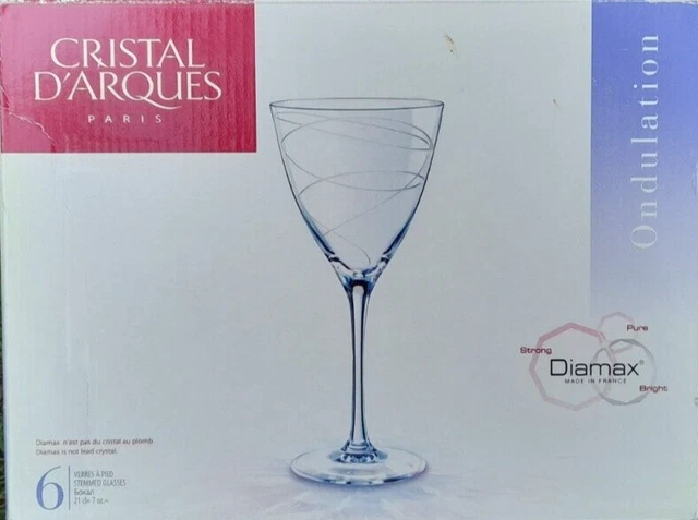 CRISTAL D'ARQUES 6 verres a vin modèle énergy taille Ondulation comme ...