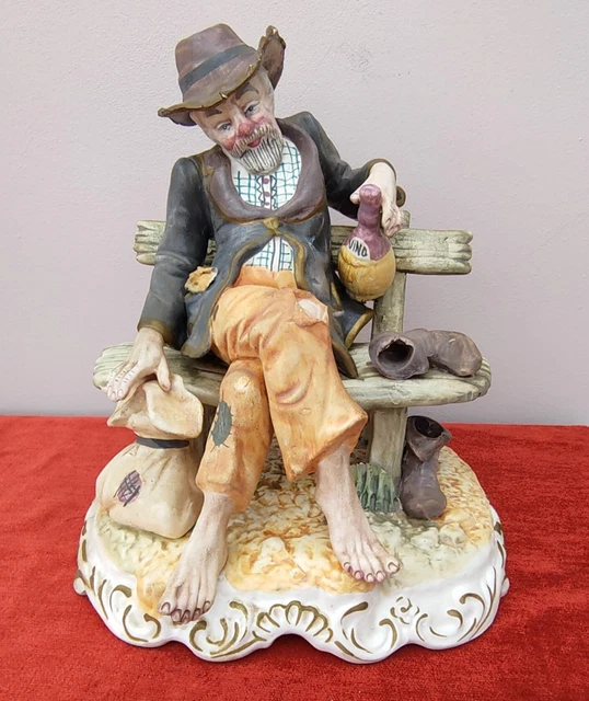 VINTAGE CAPODIMONTE FIGURINE "Tramp On Bench" £42.32 - PicClick UK