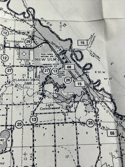 NEW ULM MINNESOTA MN Brown County Map Road Sleepy Eye Hanska ...